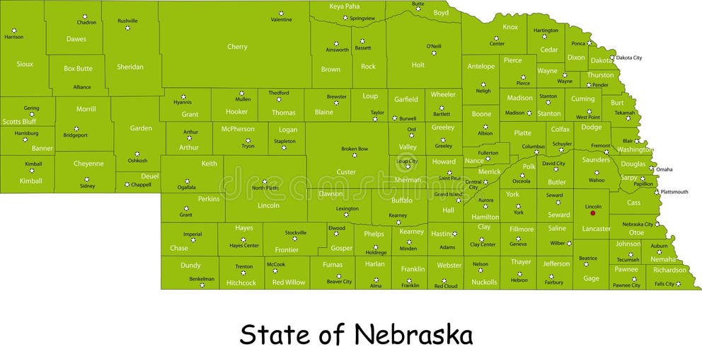 Nebraska State Map Counties Stock Illustrations – 357 Nebraska State ...