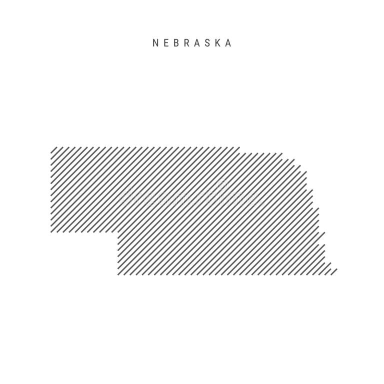 Nebraska Map from Pattern of Black Slanted Parallel Lines. Flat Vector ...