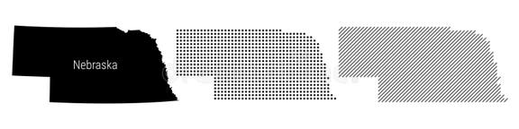 Nebraska Silhouette Map and Two Patterns of Dots and Slanted Lines ...