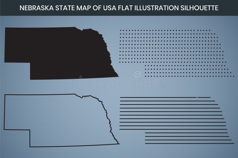 Nebraska State Hand Drawn Outline Map of USA Stock Vector ...