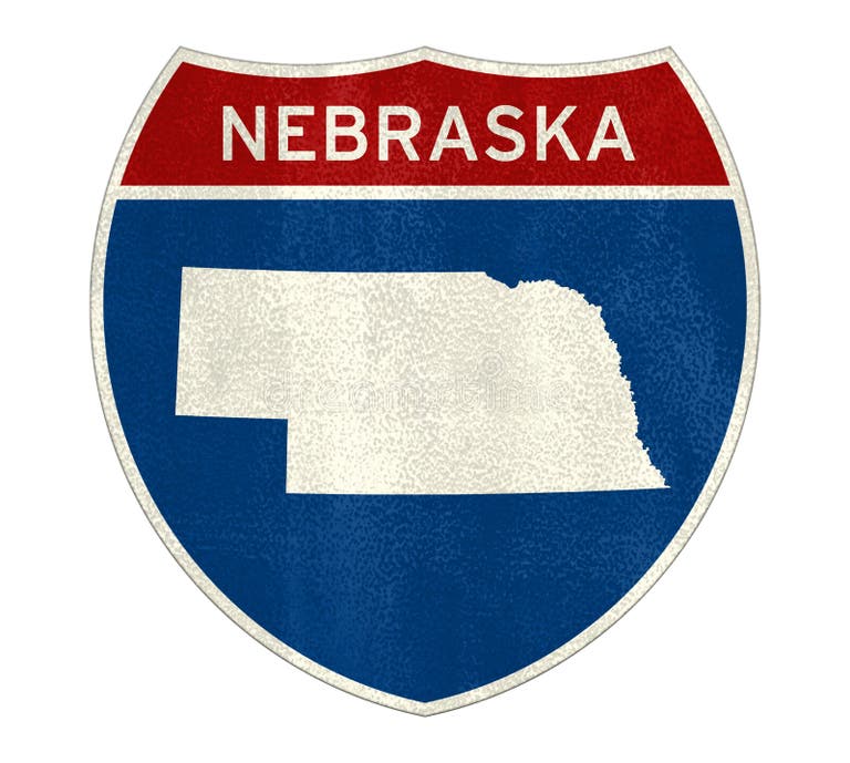 Nebraska State Interstate Road Sign Stock Illustration - Illustration ...
