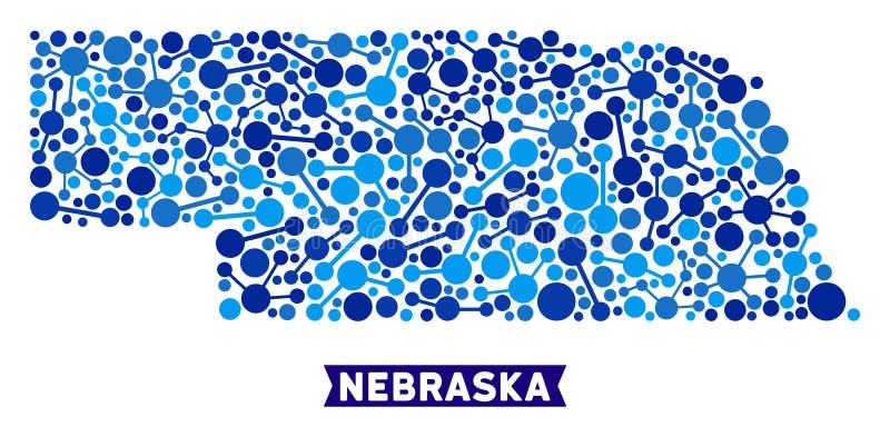 Nebraska State Map Connections Composition Stock Vector - Illustration ...