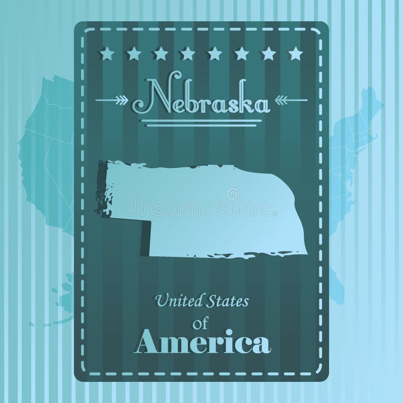 Nebraska State Map Label. Vector Illustration Decorative Design Stock ...