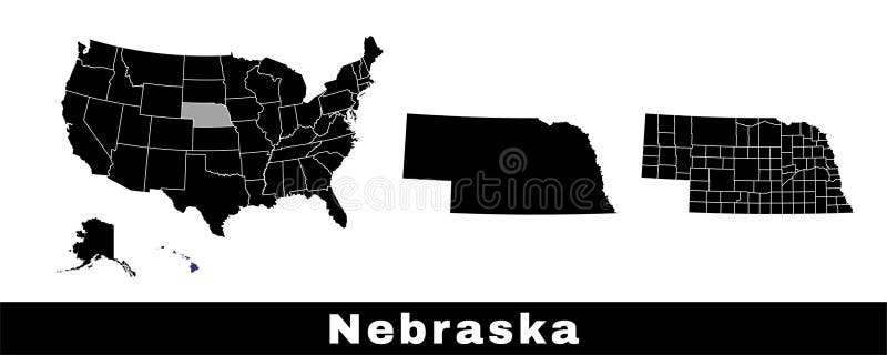 Nebraska State Map, USA. Set of Nebraska Maps with Outline Border ... Nebraska State Map, USA. Set of Nebraska Maps with Outline Border ...