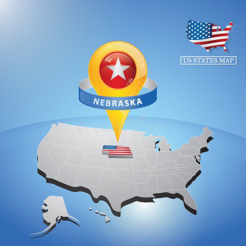 Nebraska State on Map of Usa. Vector Illustration Decorative Background ...