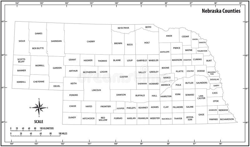 Nebraska State Map Counties Stock Illustrations – 354 Nebraska State ...