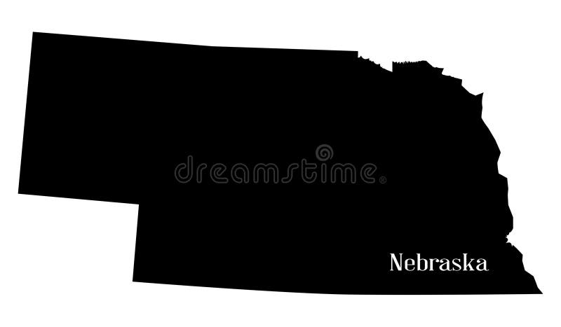 Nebraska State Silhouette Map Stock Vector - Illustration of state ...