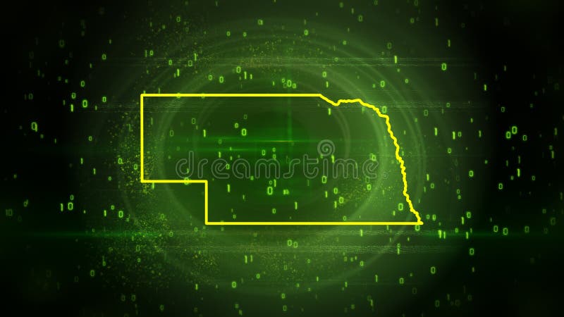 Nebraska State (USA) Map on Digital Background Stock Illustration ...