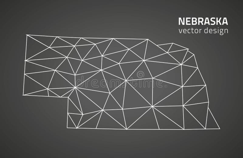 Nebraska Vector Grey and Silver 3d Mosaic Shadow Triangle Map Stock ...