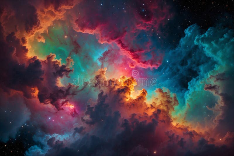 Nebula Clouds Layered with Colorful Colors in the Sky Stock ...