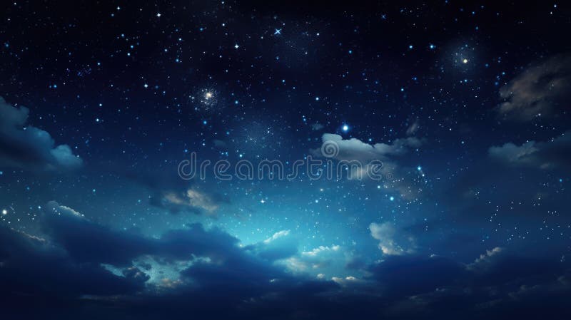 Nebula, Clouds and Stars in the Bright Night Sky, Abstract Background ...