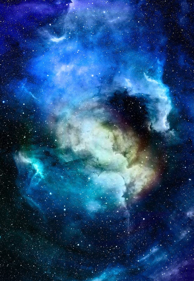 Nebula, Cosmic Space and Stars, Blue Cosmic Stock Illustration ...