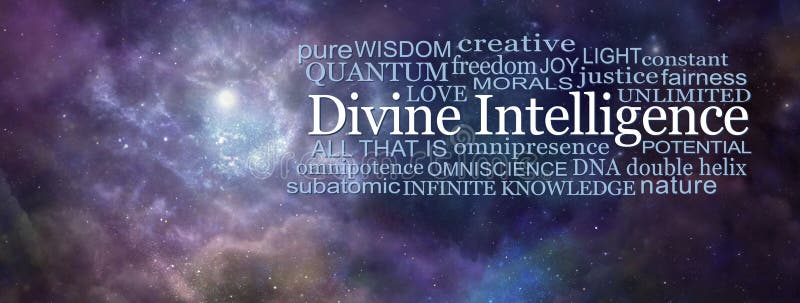 Divine Intelligence Cosmic Word Cloud Wall Art Stock Image - Image of ...