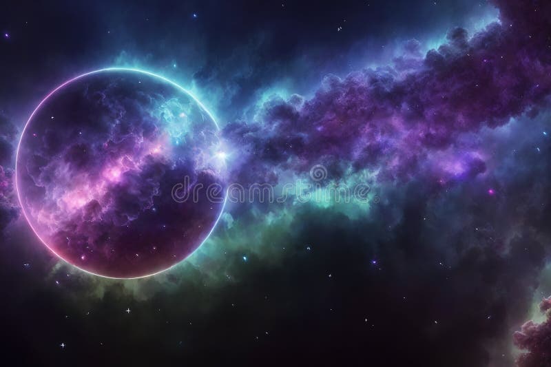 Nebula in Deep Space Concept Stock Illustration - Illustration of moon ...