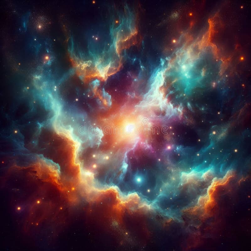 Nebula in Deep Space with Glowing Stars, Creating a Mysterious and ...