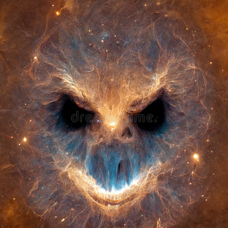 Nebula in the Form of Scary Horror Face Stock Illustration ...