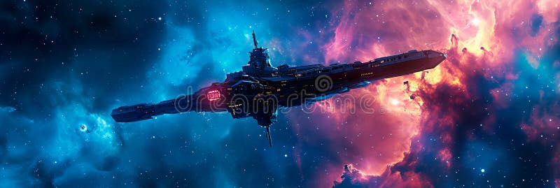Nebula Forming the Backdrop for a Futuristic Space Station, Blending ...