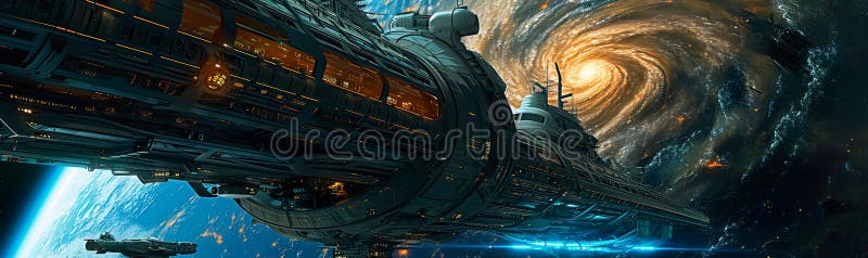 Nebula Forming the Backdrop for a Futuristic Space Station, Blending ...