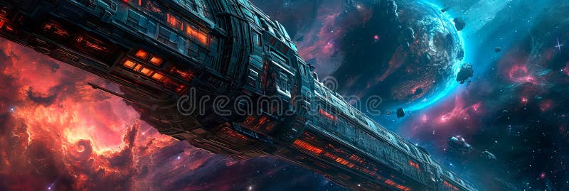Nebula Forming the Backdrop for a Futuristic Space Station, Blending ...