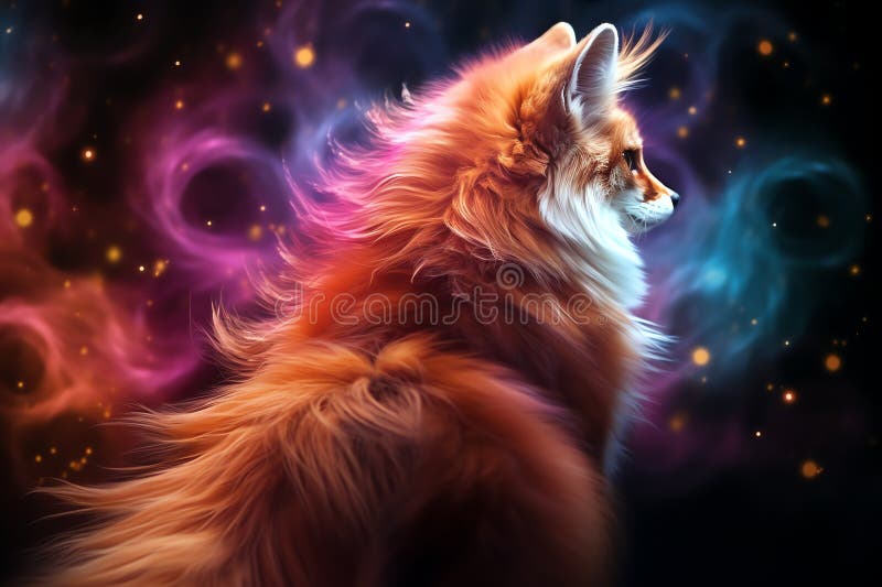 Nebula Fox Tail Fantasy Sky Night Gazing Stock Illustration ...