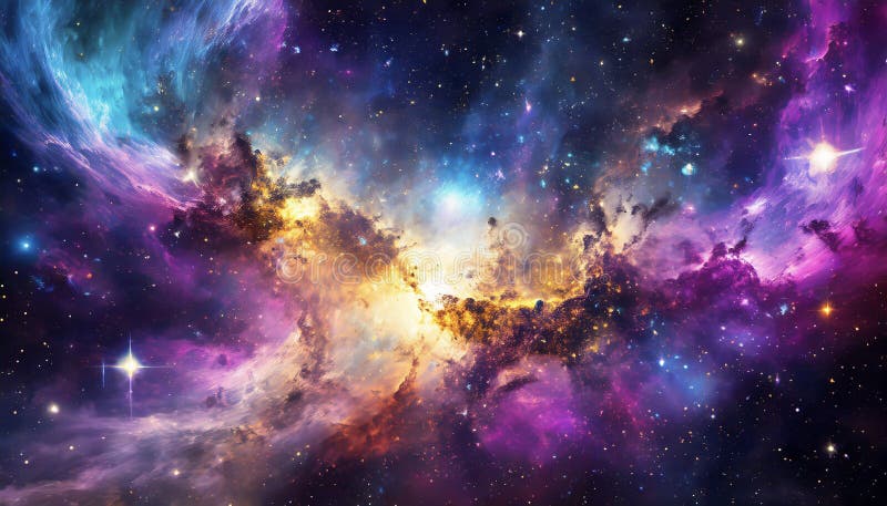 Nebula and Galaxies in Space. Abstract Cosmos Background with Colorful ...