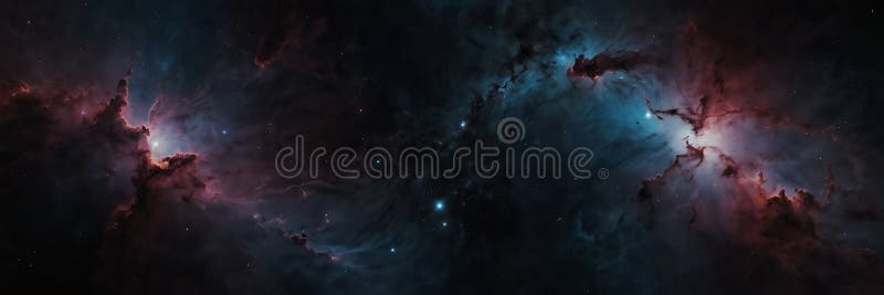 Nebula Galaxy on Black Empty Space Universe Void Panoramic Wide Angle ...
