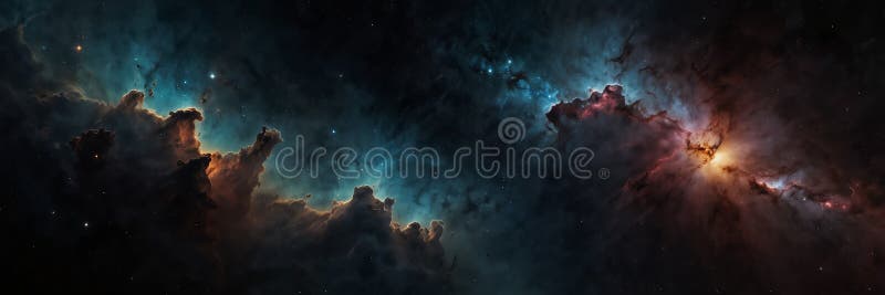 Nebula Galaxy on Black Empty Space Universe Void Panoramic Wide Angle ...