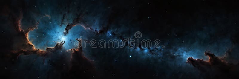 Nebula Galaxy on Black Empty Space Universe Void Panoramic Wide Angle ...