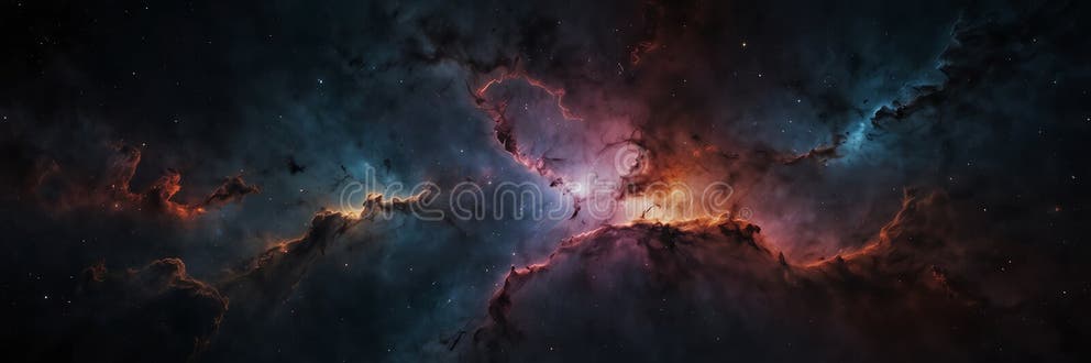 Nebula Galaxy on Black Empty Space Universe Void Panoramic Wide Angle ...