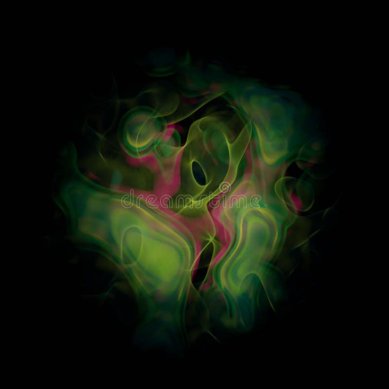 Nebula Like Abstract Shape on Black, 3D Rendering Stock Illustration ...