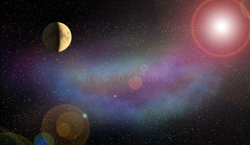 Moon in Space Over Planet Earth. Space Landscape. Starry Sky with Moon ...