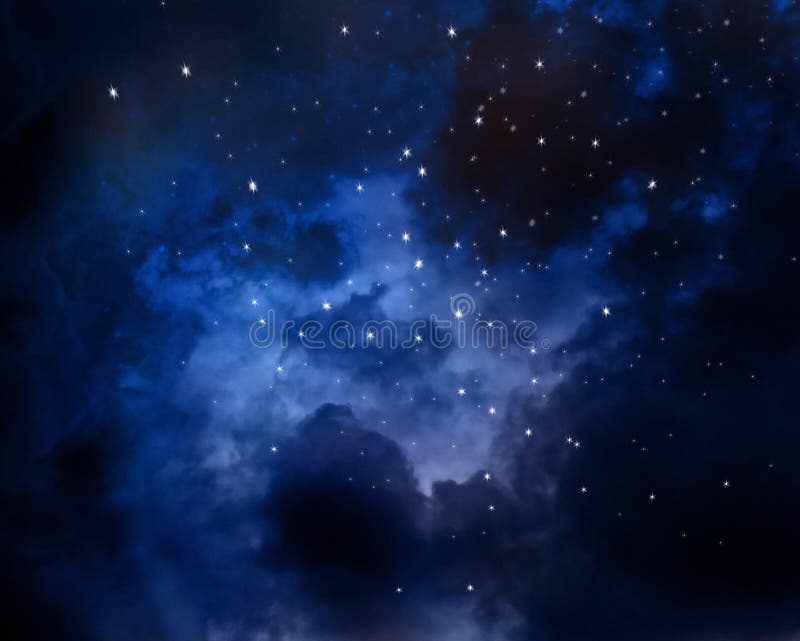 Nebula in Night Sky. Blue Sky with Stars Stock Image - Image of ...