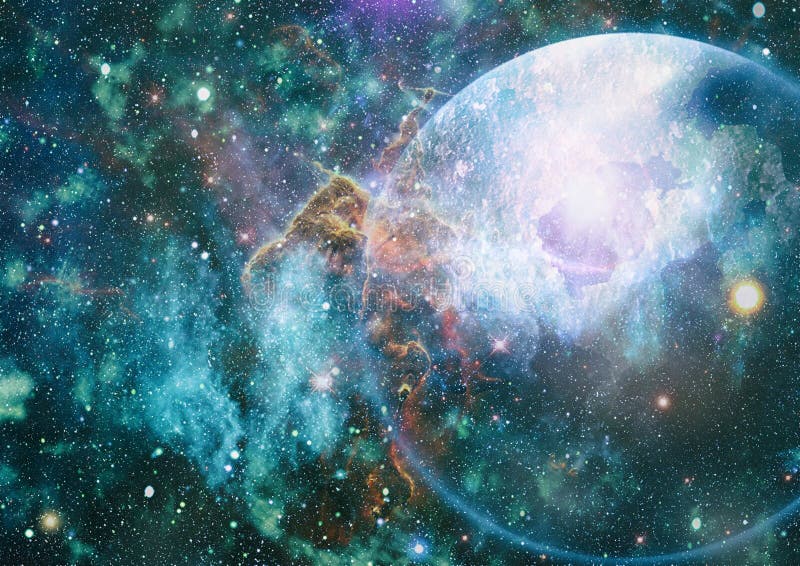 Nebula Night Starry Sky in Rainbow Colors. Multicolor Outer Space. Deep ...