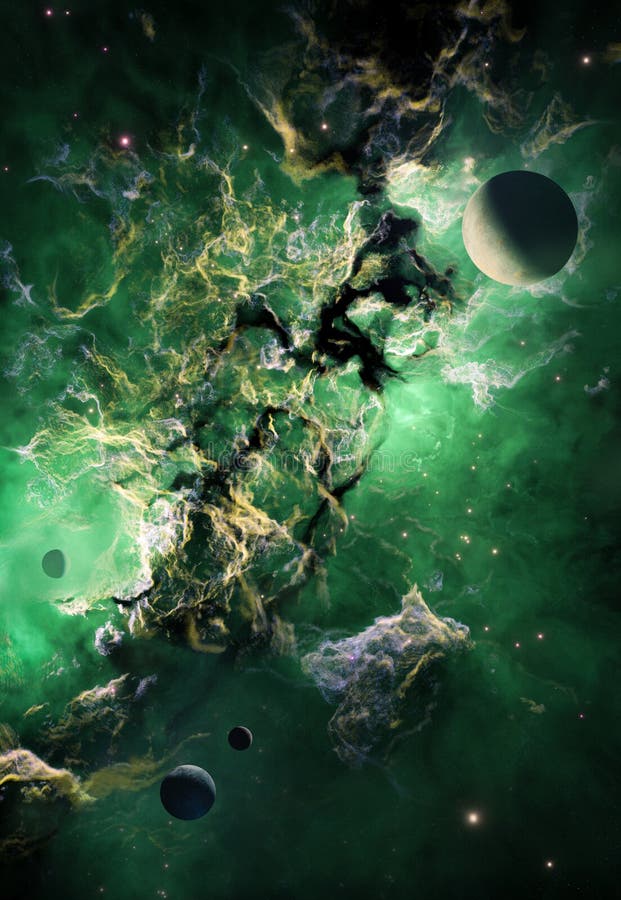 Nebula in Outer Space, Planets and Galaxy Stock Illustration ...