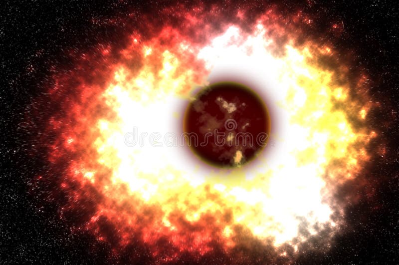Planet Explosion. 3d Illustration of Planet Explosion with Flares and ...
