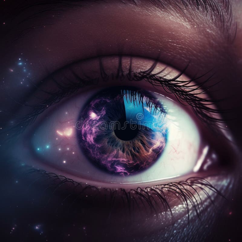Nebula in the Reflection of the Eye Stock Illustration - Illustration ...