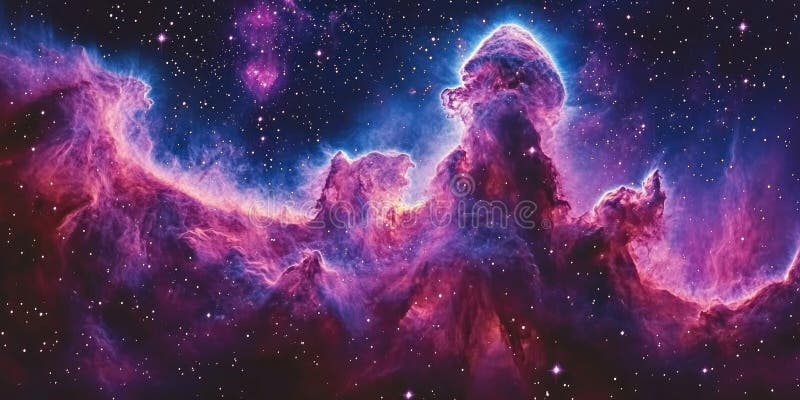 Nebula S Cosmic Glow, Star Birth Amidst Dusty Clouds Stock Illustration ...