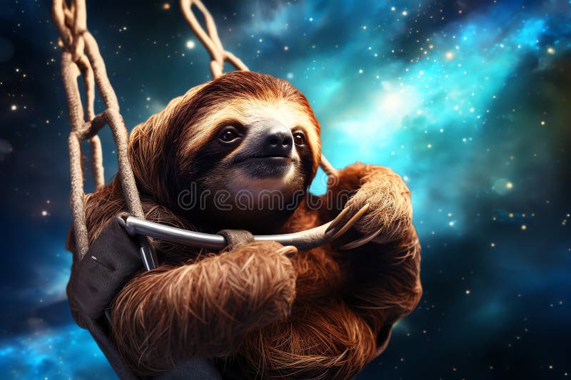 Nebula Sloth Swing Fantasy Sky Night Gazing Stock Illustration ...
