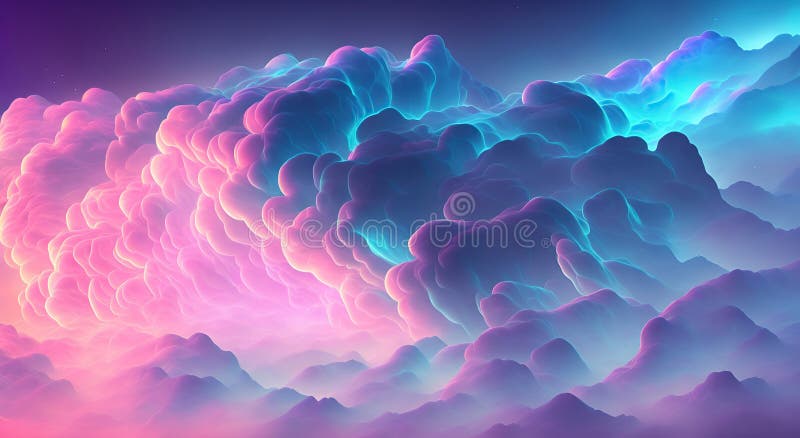 Nebula Space Galaxy Neon Cloud Stock Illustration - Illustration of ...
