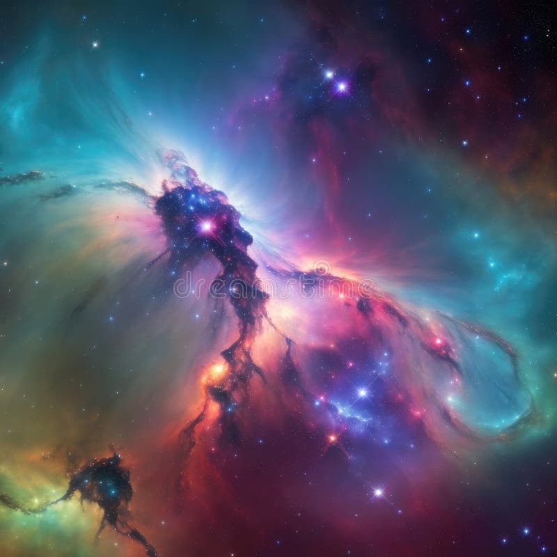 Nebula and Stars in Deep Space, Computer Generated Abstract Background ...