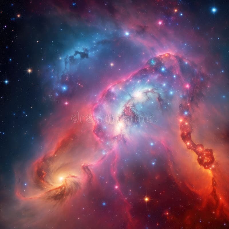 Nebula and Stars in Deep Space, Computer Generated Abstract Background ...