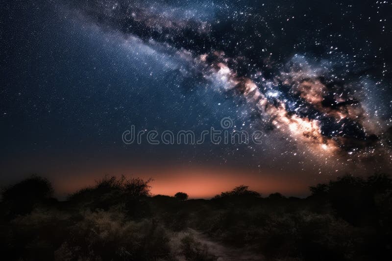 Nebulae and Star Clusters in a Night Sky, with View of the Milky Way ...