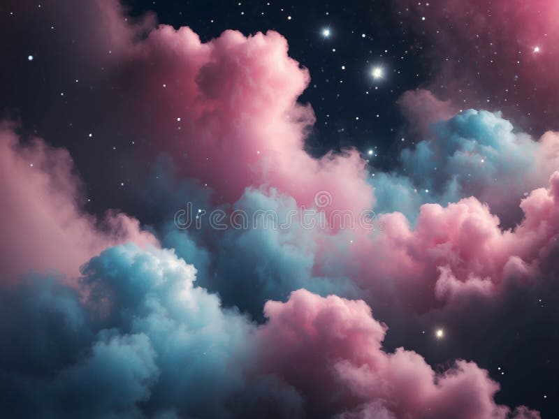 Nebulous Clouds of Pink and Blue in Space. Stock Image - Image of pale ...