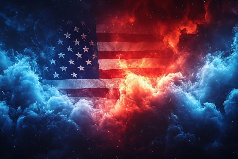 American Flag Cloudscape Patriotic Red, White, and Blue Nebulous ...