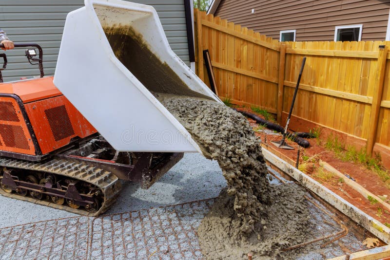 It is Necessary To Pour Wet Cement into Framework from Concrete Buggy ...