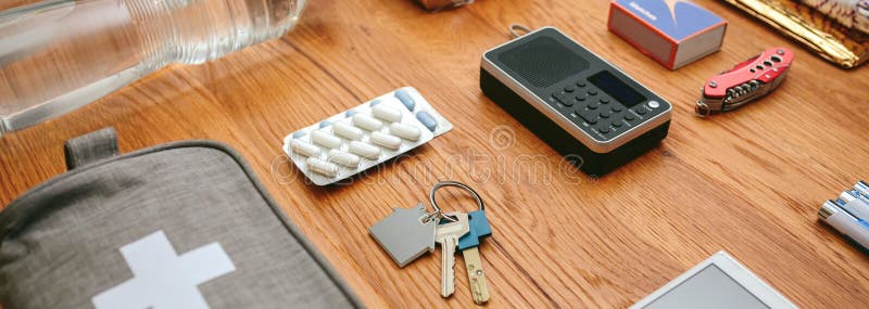 Necessities Prepared for Emergency Backpack Stock Photo - Image of ...
