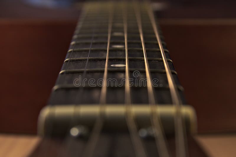 The Neck of an Acoustic Six-string Guitar. Macro Stock Image - Image of ...