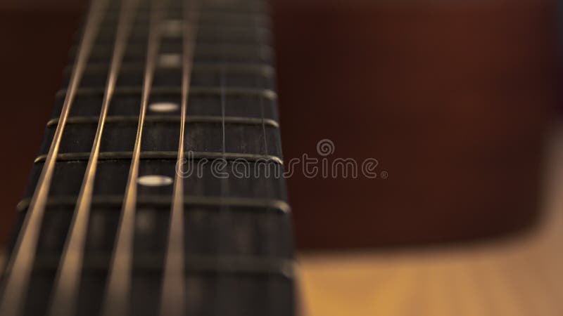 The Neck of an Acoustic Six-string Guitar. Place for Text. Stock Photo ...