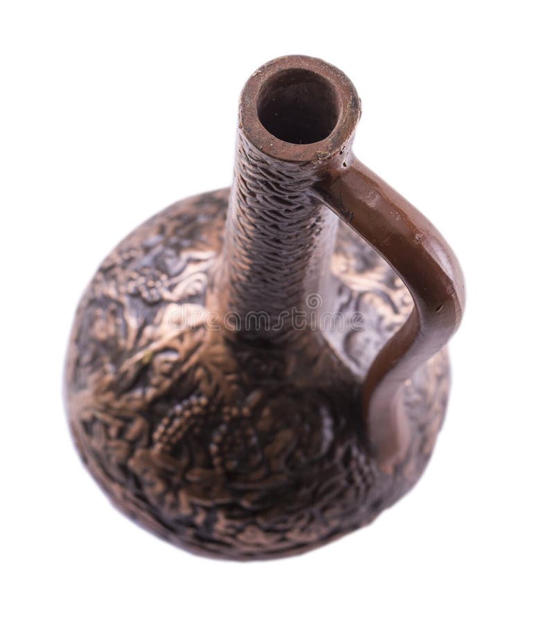 Neck of a Beautiful Jug with Wine on White Background Stock Image ...