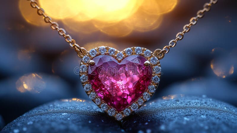 Neck Decoration with a Ruby Stone in the Shape of a Heart Stock Image ...